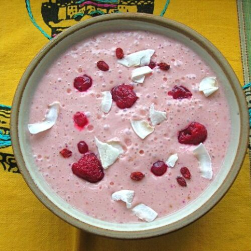 Red Berry Smoothie Bowl with Coconut | Tin and Thyme