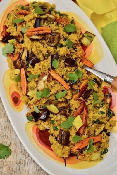 Aubergine Carrot Couscous: Bazaar Cookbook Review | Tin and Thyme