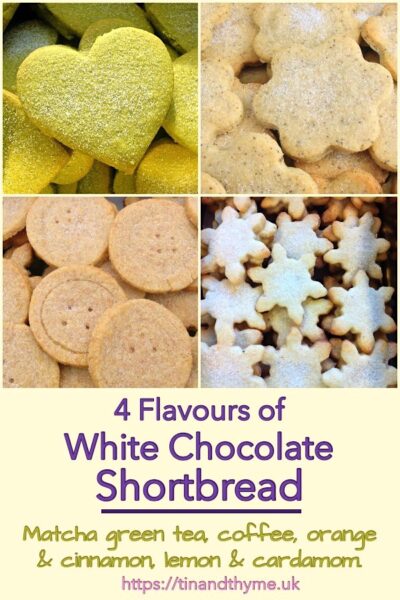 White Chocolate Shortbread Biscuits: Four Variations | Tin and Thyme