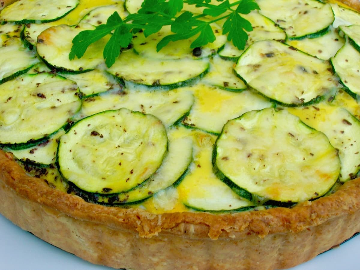 Three Allium Courgette Tart With Smoked Chilli | Tin and Thyme