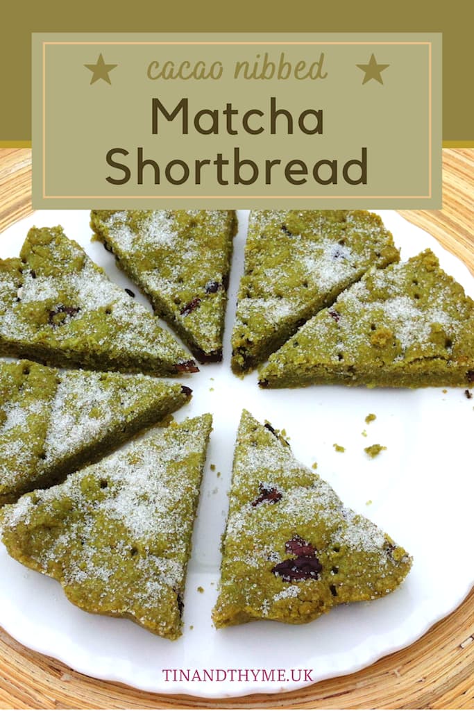 Matcha Shortbread With Cacao Nibs | Tin and Thyme