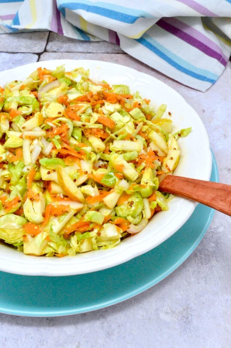 Brussels Sprout Slaw With Lemon & Mustard Dressing | Tin and Thyme
