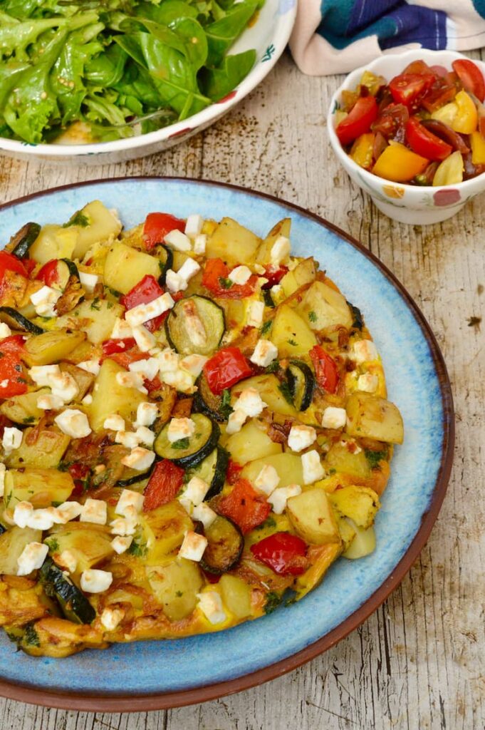 Vegetable Frittata: Potato, Courgette, Red Pepper | Tin and Thyme