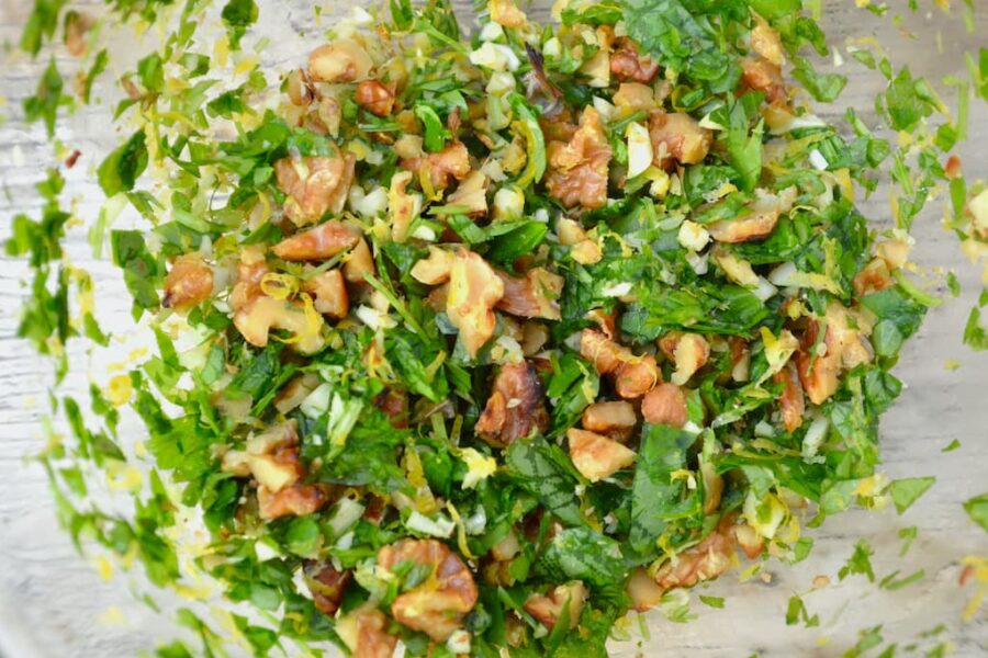 Barley Lentil Dinner with Walnut Gremolata | Tin and Thyme