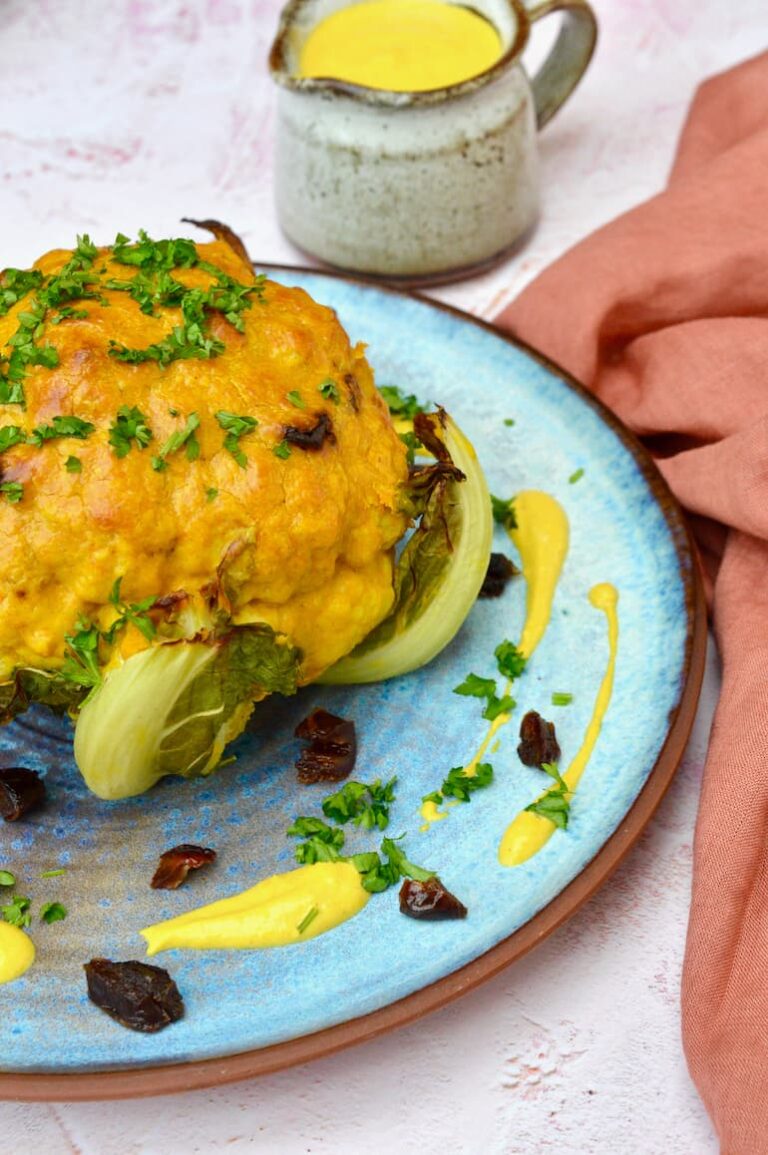 Whole Roasted Cauliflower With Tahini Sauce | Tin and Thyme