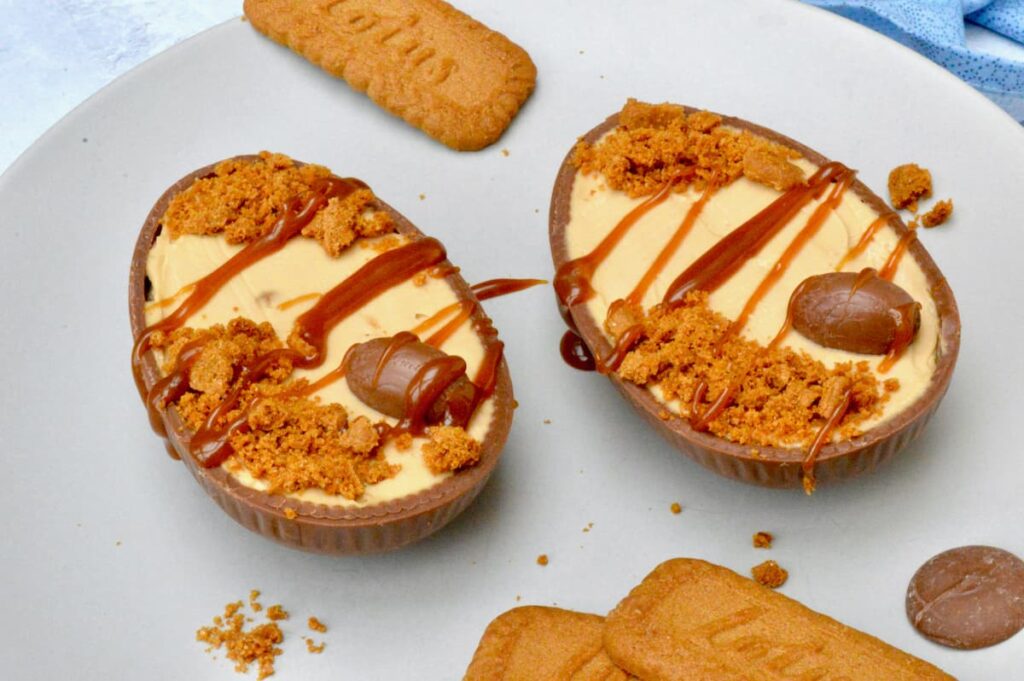 Biscoff Cheesecake Filled Easter Eggs | Tin and Thyme