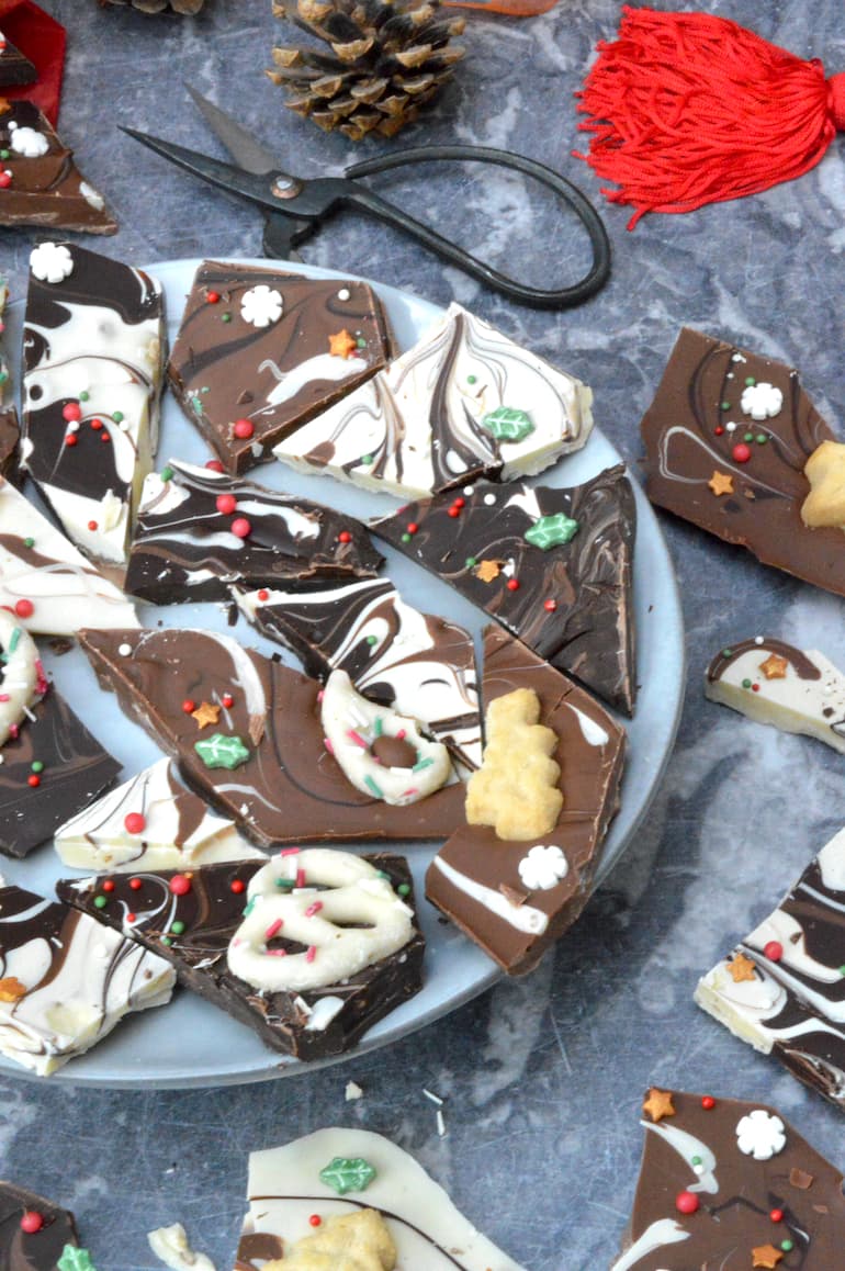 The Easiest Swirled Chocolate Bark Recipe Ever | Tin and Thyme