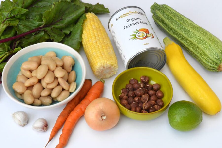 Beans, Courgettes And Sweetcorn With Roasted Hazelnuts | Tin and Thyme