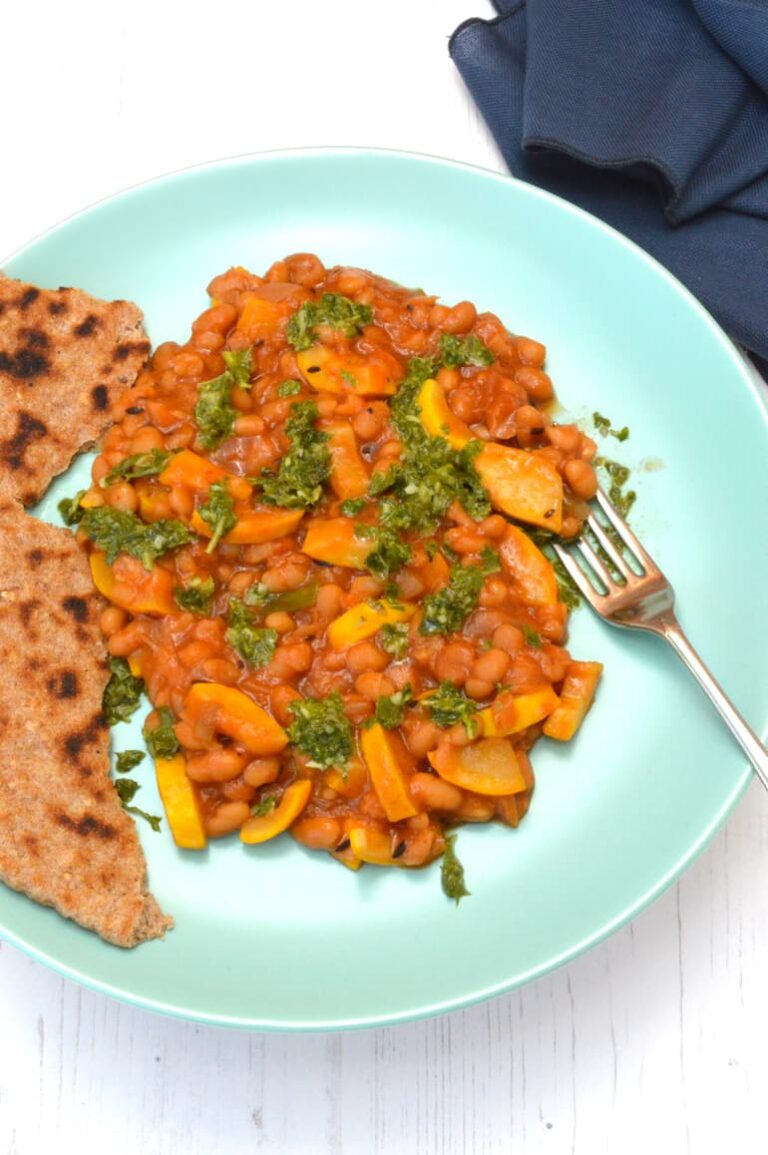 Courgettes With Baked Beans And Salsa Verde | Tin and Thyme