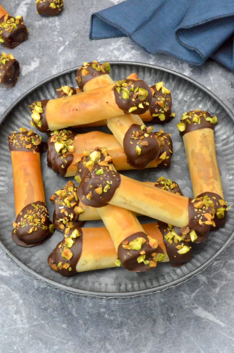 Dubai Chocolate Filo Rolls (Pistachio Cigars) | Tin and Thyme