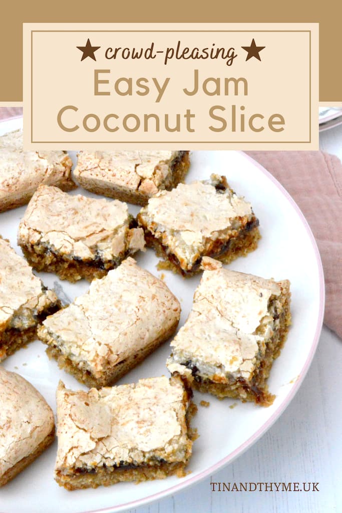 Jam Coconut Slice: An Easy Traybake | Tin and Thyme